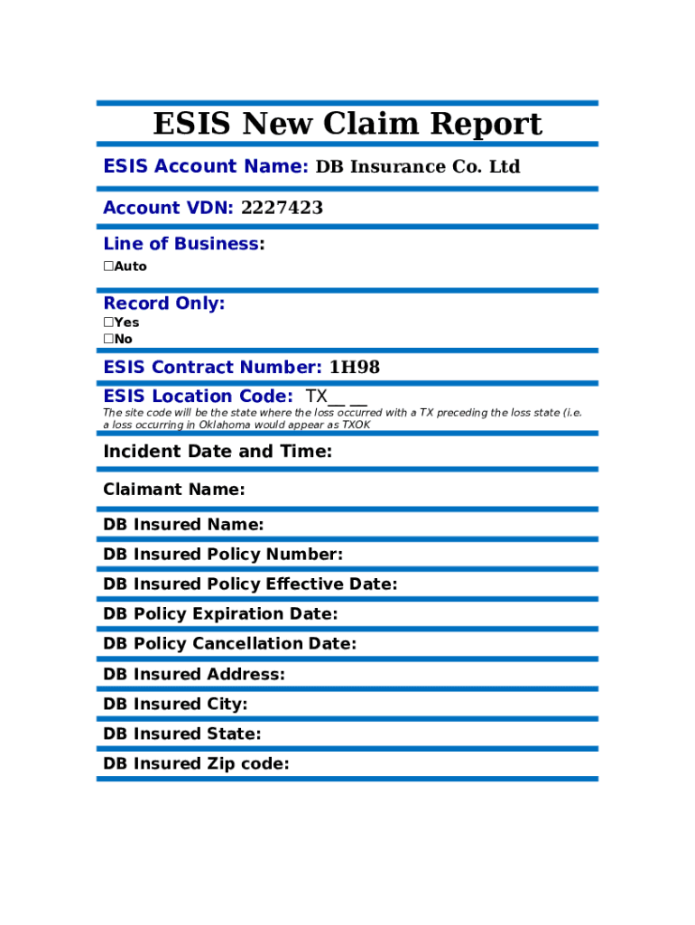 Personal Accident Claim - ESIS Doc Template | pdfFiller