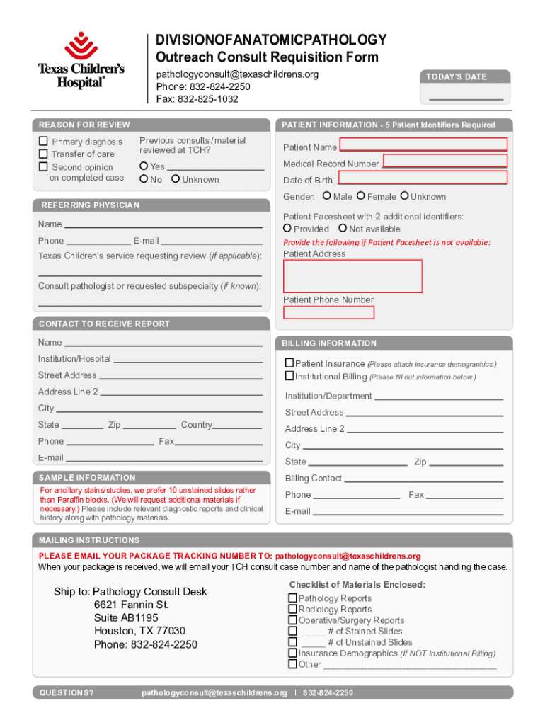 Fillable Online DIVISION OF ANATOMIC PATHOLOGY Outreach Consult ... Fax Email Print - pdfFiller