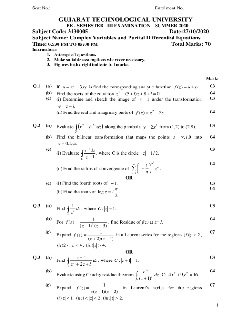 Fillable Online Subject Code: 3130005 Fax Email Print - pdfFiller