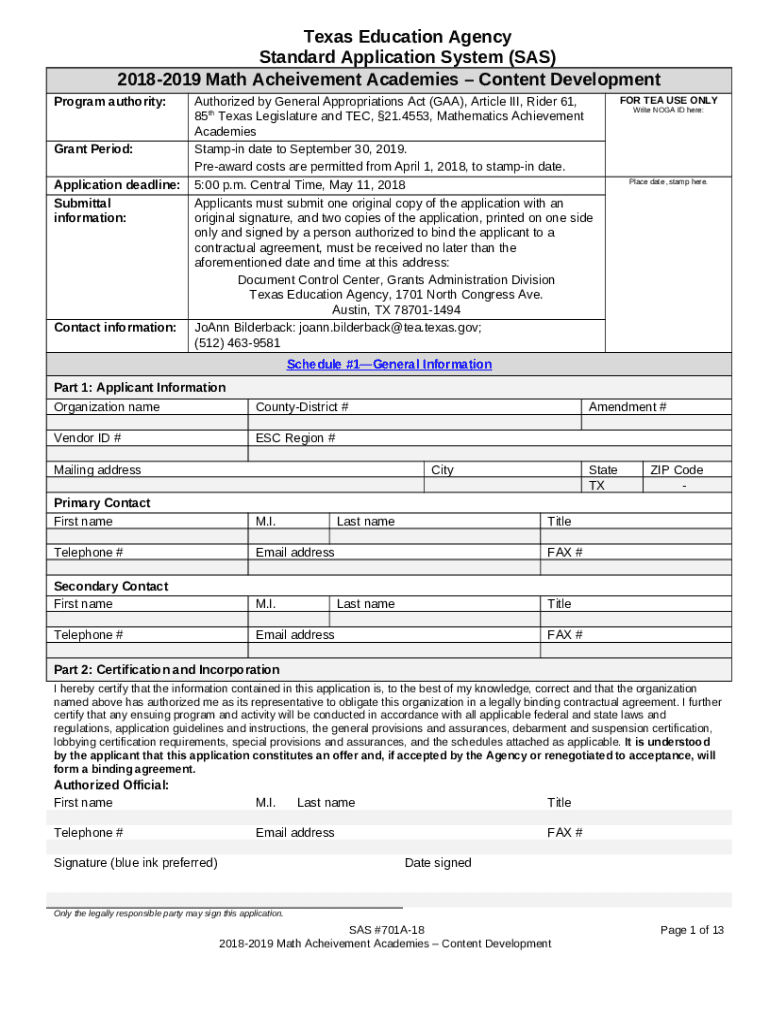 Authorized by General Appropriations Act (GAA), Article III, Rider 61 ...