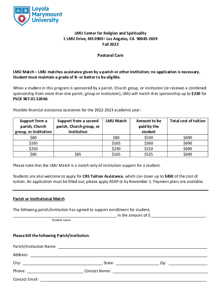 Fillable Online 2021-2022 LMU Match Form - Media Arts for Ministry Fax ...