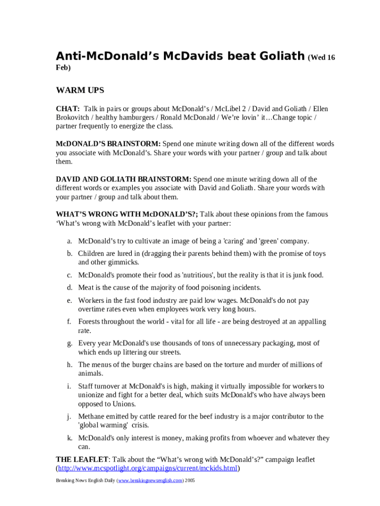 Landmarks in law: McLibel and the longest trial in British ... Doc ...