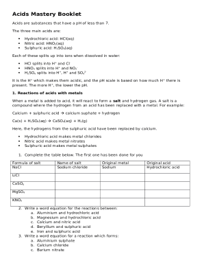 Acids Mastery Booklet Acids are substances that have a pH ... Doc ...