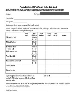 Fillable Online bcia apsc vt Virginia BCIA Central Bull Test Program ...