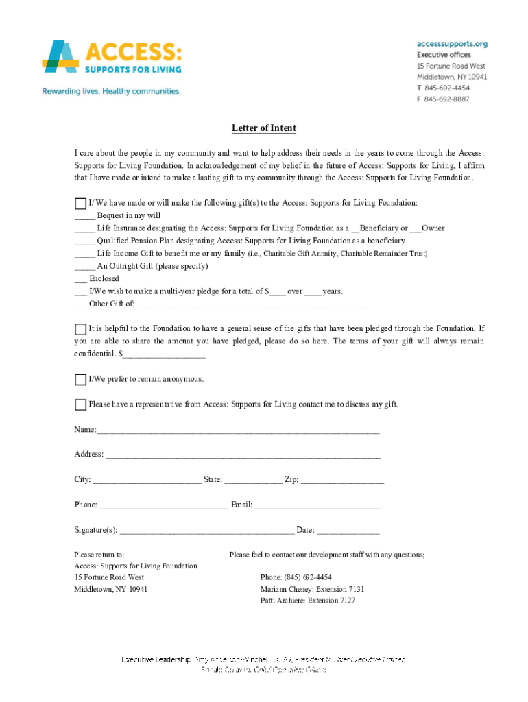 Fillable Online Letter of Intent template: Fax Email Print - pdfFiller