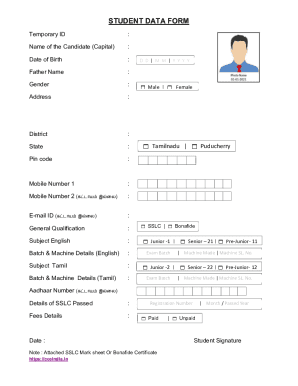 Fillable Online Student Data Form.docx Fax Email Print - pdfFiller