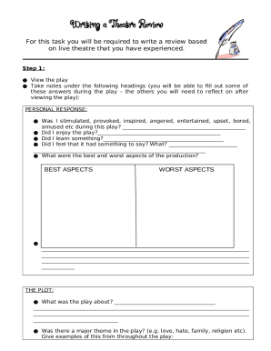 Writing A Review - Guidelines and WorksheetPDF Doc Template | pdfFiller