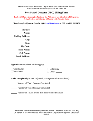 Post-School Outcome (PSO) Billing Doc Template | pdfFiller