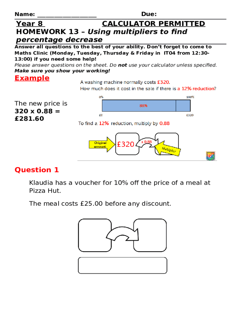 How to Find a Percentage of an Amount Using a Multiplier ... Doc ...