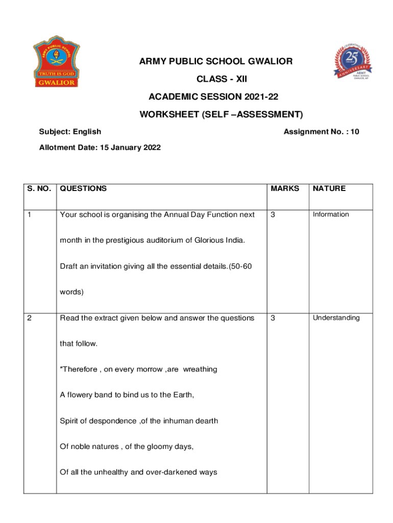 Fillable Online armyschoolgwalior edu Your school is organising the ...