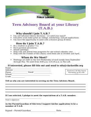 Teen Advisory Board at the Clarksville-Montgomery County Public Library ...