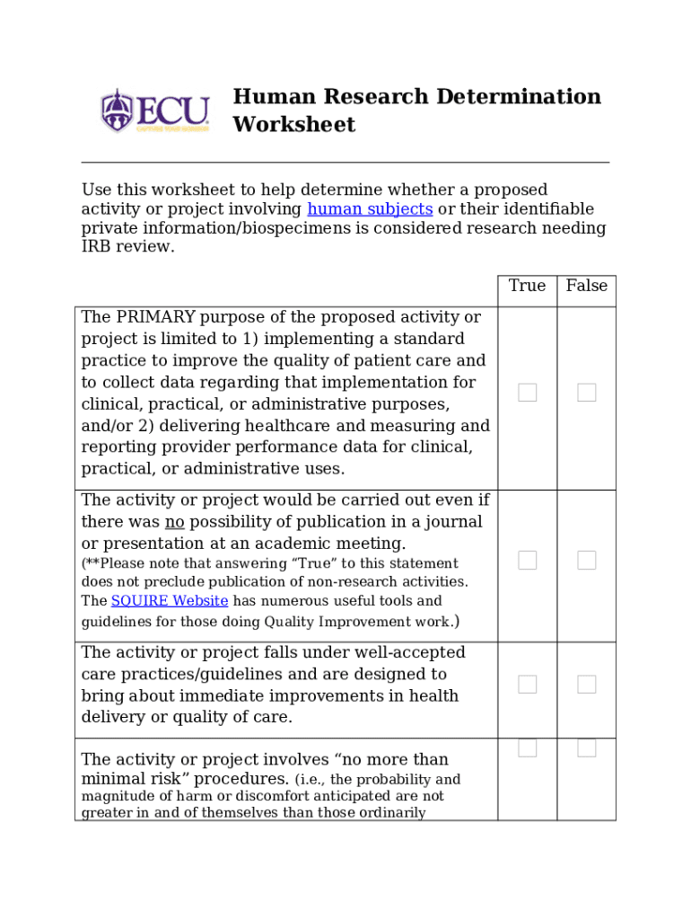 Human Subjects Research Self-Certification Worksheet (for ... Doc Template | pdfFiller