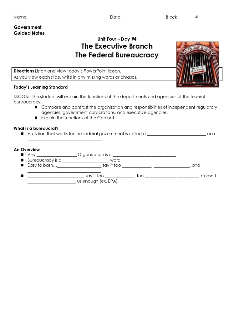 Fillable Online Chapter 11 LESSON 4 The Executive Branch at Work (docx ...