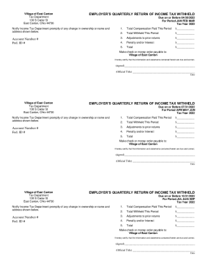 Fillable Online EMPLOYER'S QUARTERLY RETURN OF INCOME TAX ... Fax Email ...