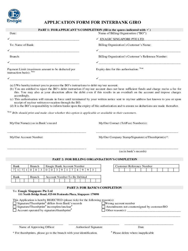 Fillable Online application form for interbank giro - Workplace Safety ...