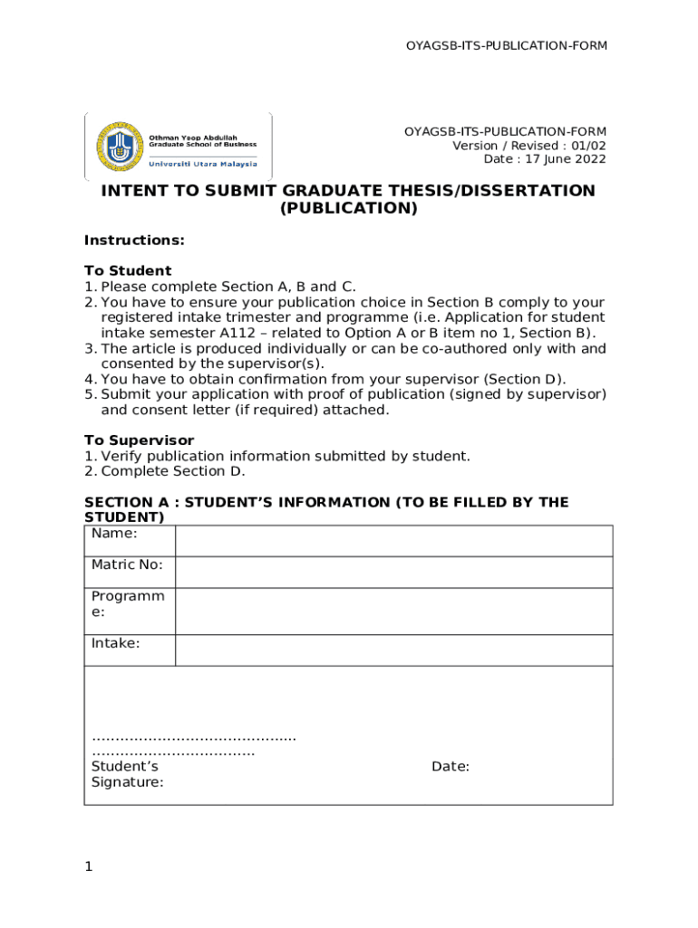 Submitting Your Thesis/Dissertation - Graduate School Doc Template ...