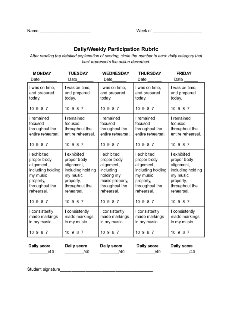 Fillable Online Daily/Weekly Participation Form Fax Email Print - pdfFiller