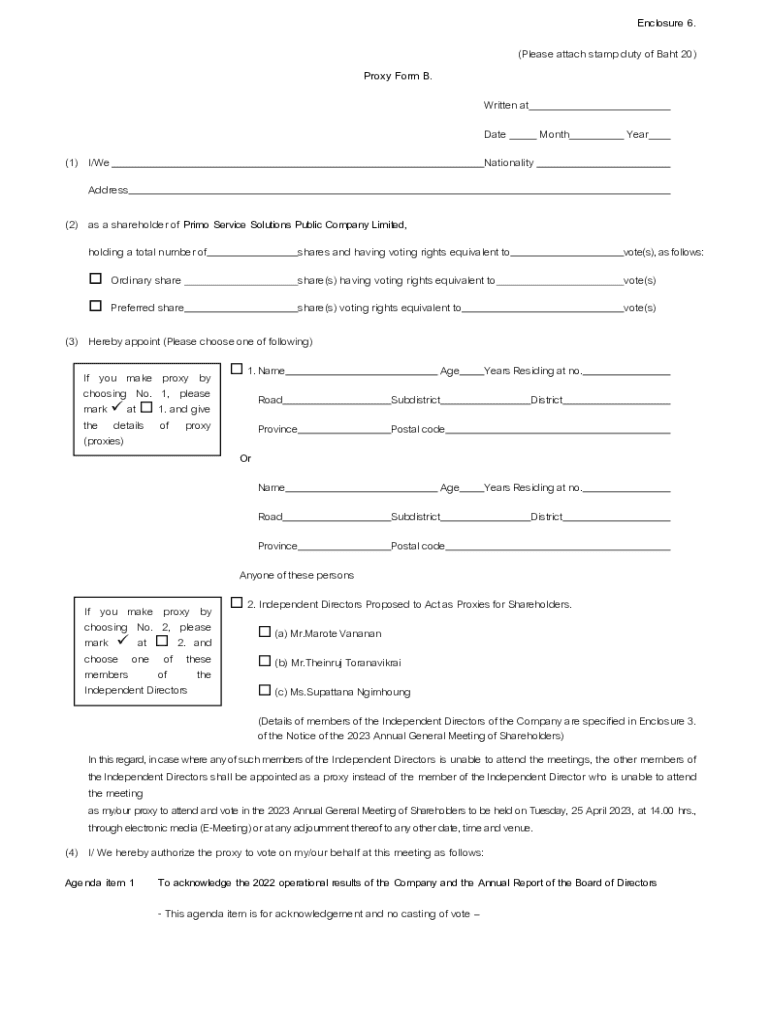 Fillable Online Enclosure 4 28 Guideline for the appointment of proxy to ... Fax Email Print ...