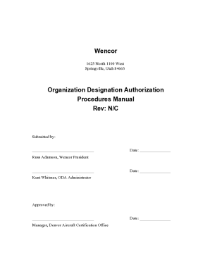 Fillable Online Organization Designation Authorization Procedures ...