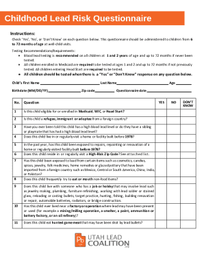 Fillable Online Childhood Lead Poisoning Prevention: Screening Plan Fax ...