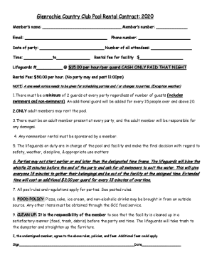 Fillable Online Bainbridge Country Club Pool Rental Agreement Fax Email ...