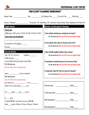 Fillable Online PRE-FLIGHT PLANNING WORKSHEET Fax Email Print - pdfFiller
