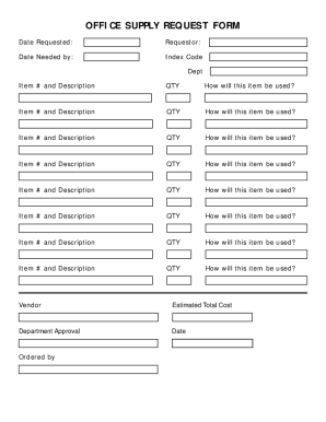 Fillable Online Office Supplies Request Form Template Fax Email Print ...