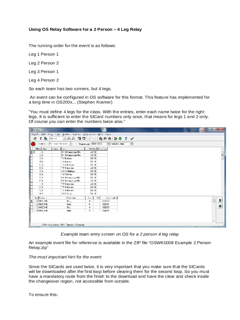 Using OS Relay Software for a 2 Person4 Leg Relay - orienteering asn ...