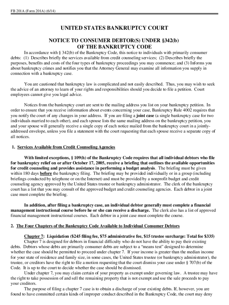 Fillable Online Fillable Online wiwb uscourts FB 201A (Form 201A ...