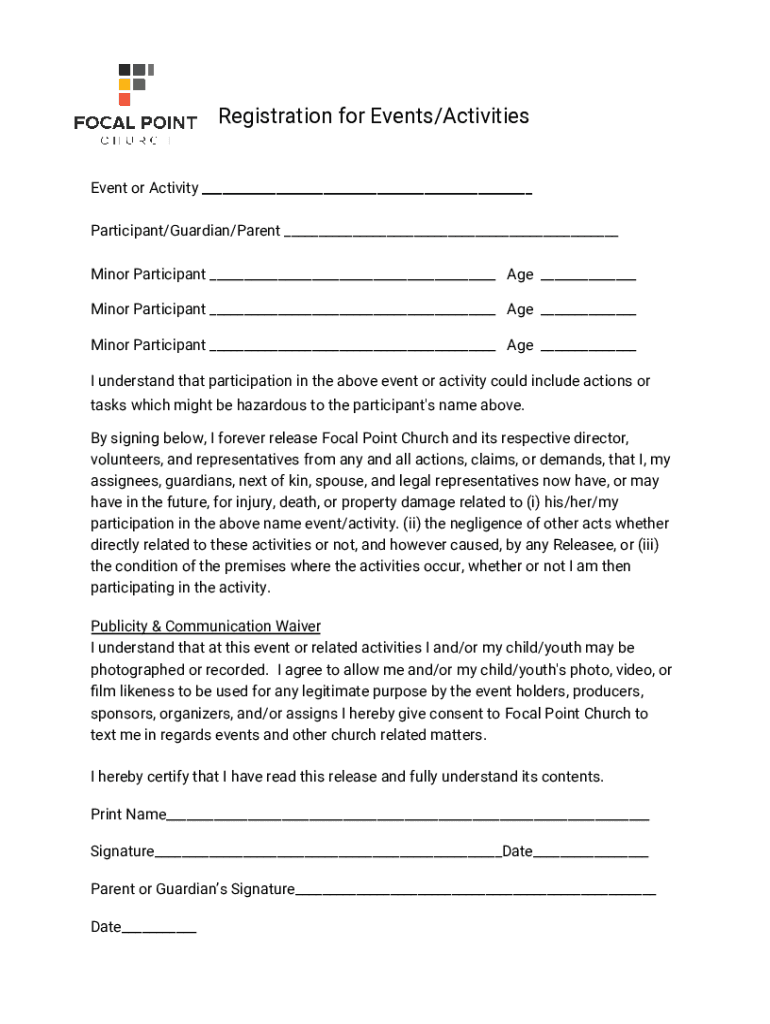 Fillable Online Liability Waiver & Release for Events/Actives Fax Email ...