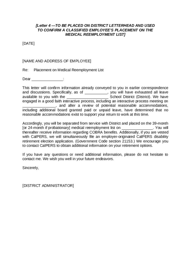 Sample Options Letter For Resolving Medical/Employment ... Doc Template ...