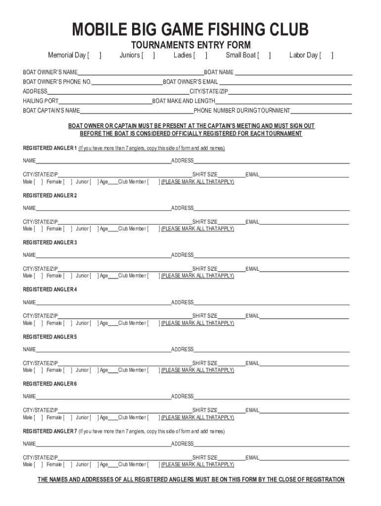 Fillable Online tournaments entry form Fax Email Print - pdfFiller