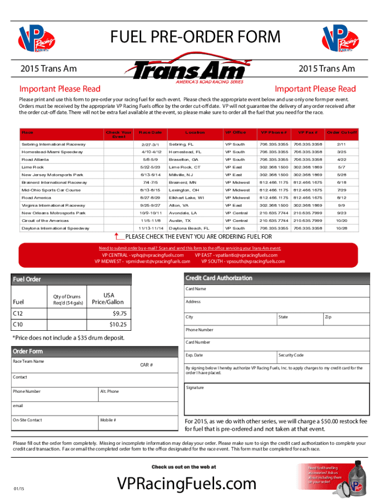 Fillable Online Fuel Order Form - Fill Online, Printable, Fillable ...