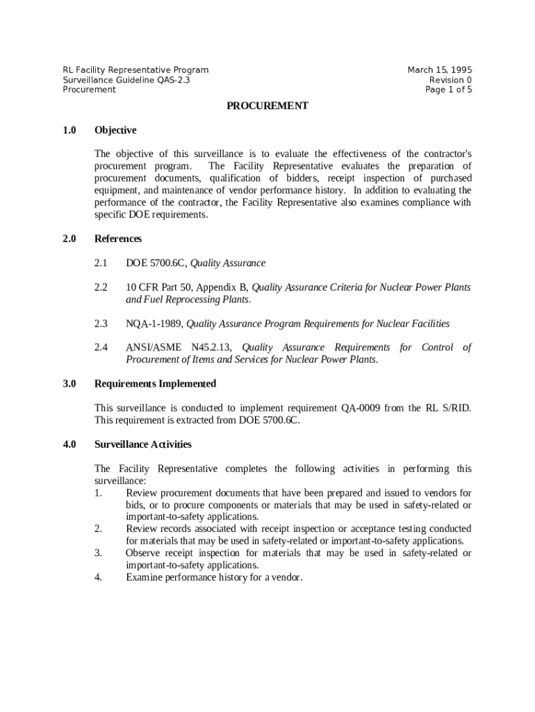 Surveillance Guides - QAS 2.3 Procurement. Surveillance Guides - QAS 2.3 Procurement Doc ...