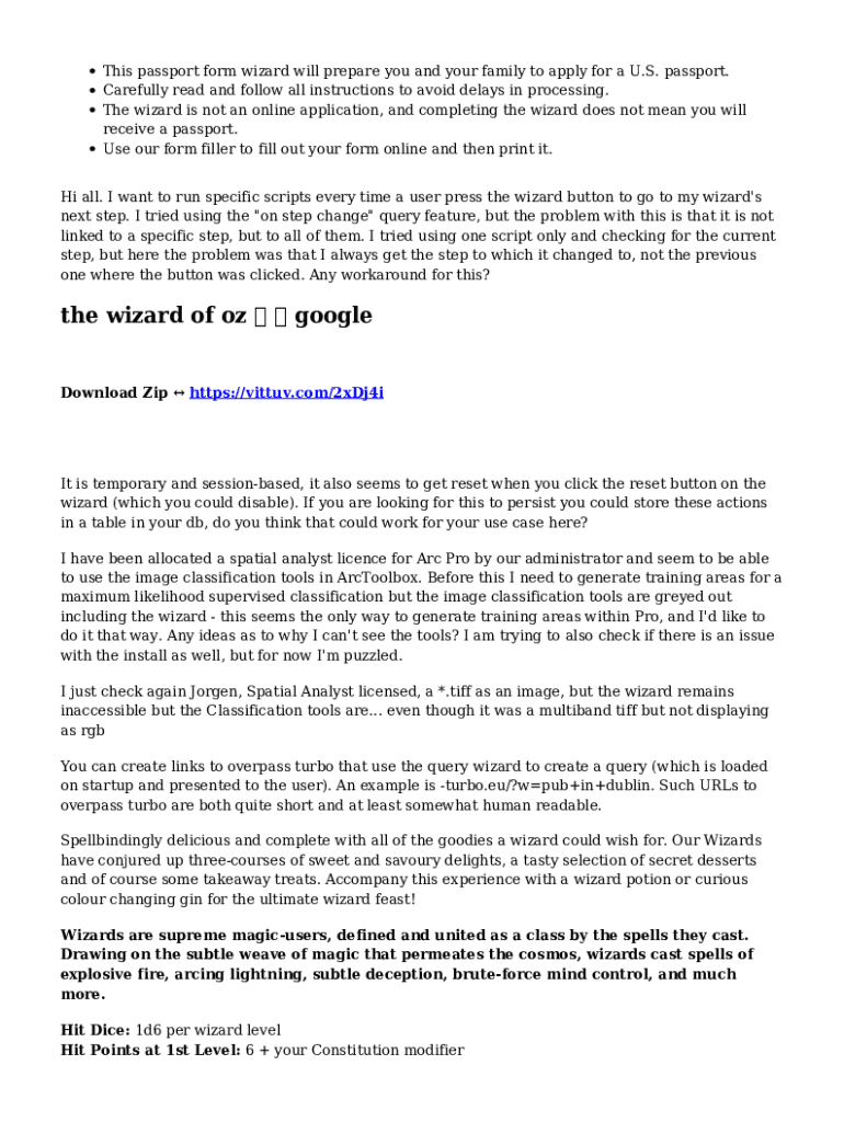 Fillable Online Passport Wizard Fax Email Print - pdfFiller