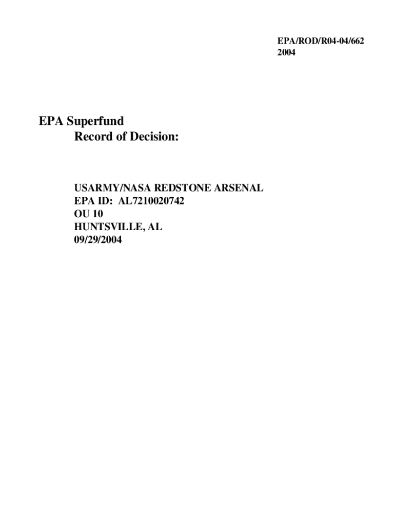 Fillable Online usarmy/nasa redstone arsenal epa id - Records ...