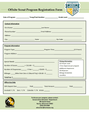 Fillable Online Offsite Scout Program Registration Form Fax Email Print ...