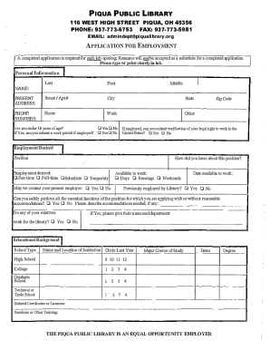 Fillable Online Piqua Library Application Fax Email Print - pdfFiller