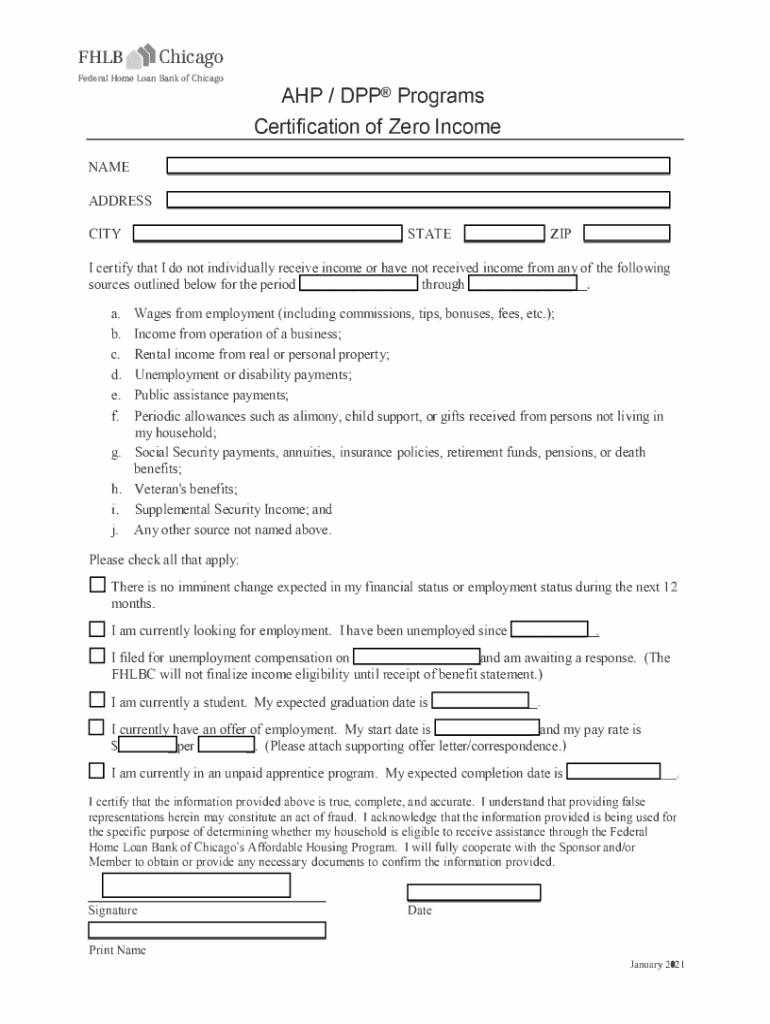 Fillable Online NVHI CertZeroIncome Form Fax Email Print - pdfFiller