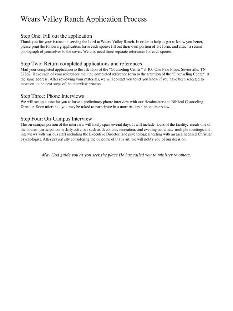 Fillable Online Wears Valley Ranch - Kingswood Home for Children Fax ...