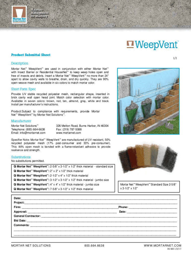 Fillable Online WEEPVENT KEEP WEEP HOLES OPEN, INSECTS AND ... Fax ...