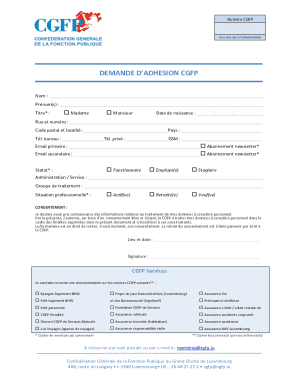 Remplissable En Ligne DEMANDE D'ADHESION CGFP Fax Email Imprimer ...