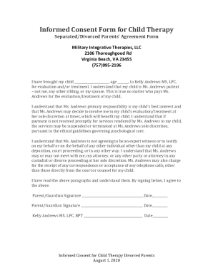 Fillable Online Informed Consent Form Child Therapy for Separated or ...