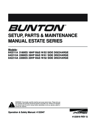 Fillable Online SETUP, PARTS & MAINTENANCE MANUAL ESTATE ... Fax Email Print - pdfFiller