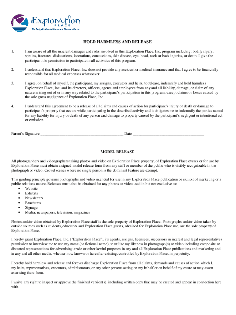 Fillable Online HOLD HARMLESS AGREEMENT AND RELEASE FROM ... Fax Email ...