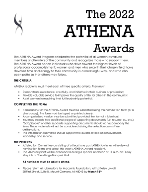 Fillable Online ATHENA-Awards-nomination-form-2022. ... Fax Email Print ...