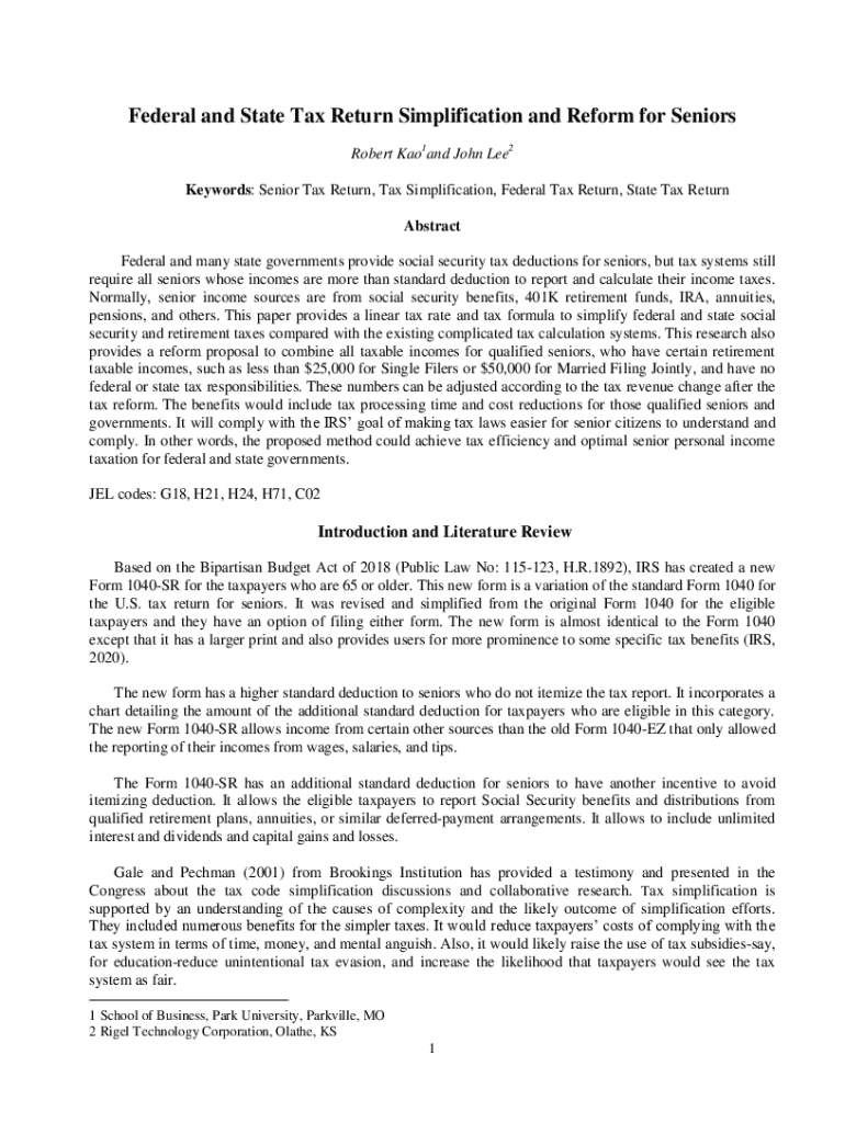 Fillable Online IRS Tax Form 1040-SR: A Tax Return for Seniors Fax ...