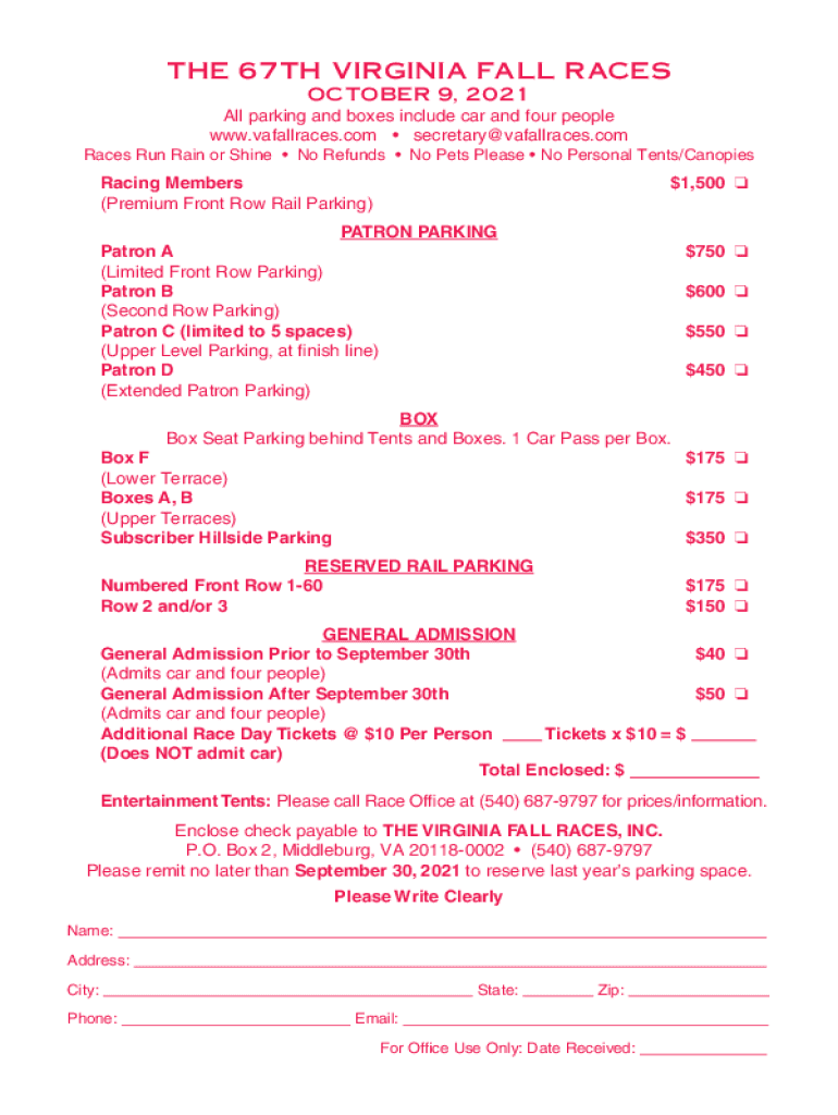 Fillable Online the virginia fall races schedule Fax Email Print ...