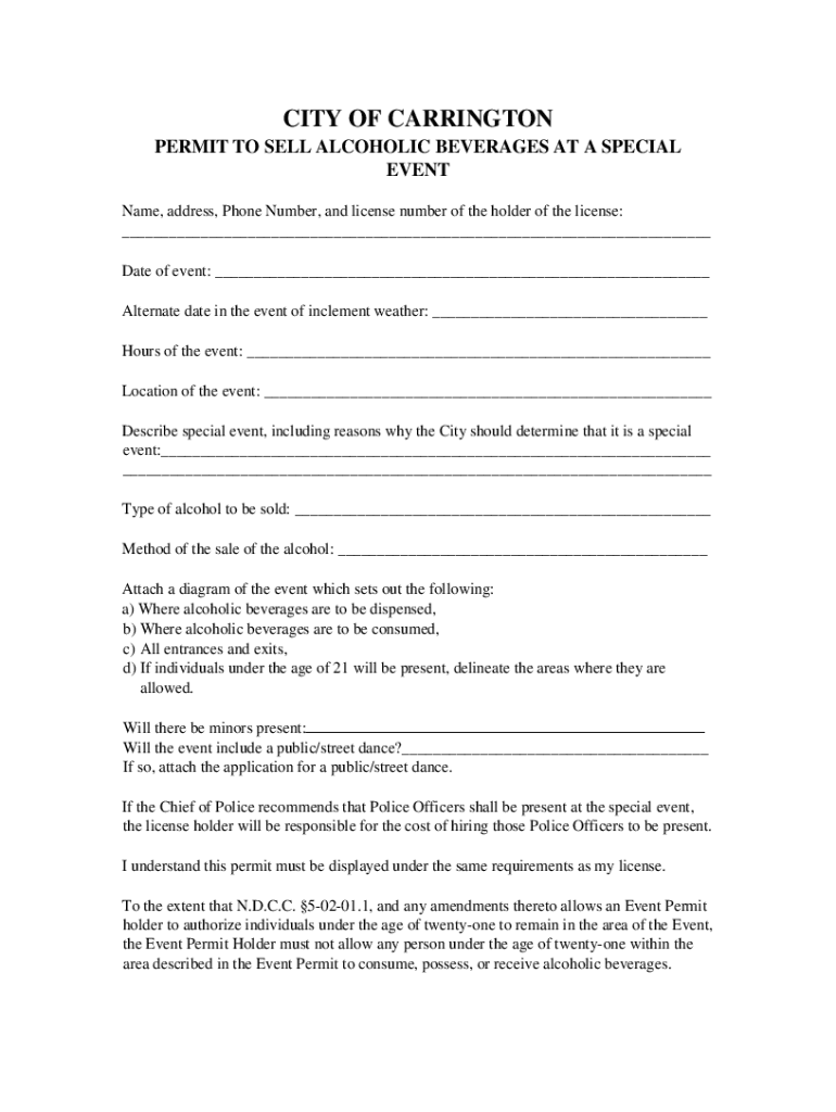 Fillable Online City FormsCity of Carrington Fax Email Print - pdfFiller