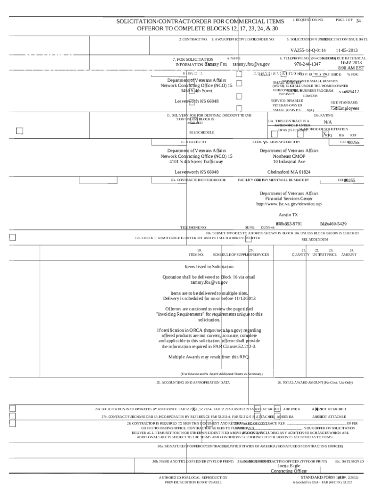 SF1449 - Final (Solicitation).pdf Doc Template | pdfFiller